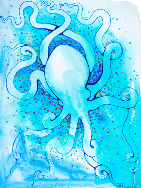 Blue Octopus Painting
